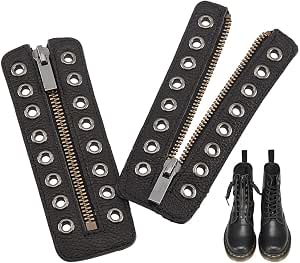 PH PandaHall Leather Lace-in Boot Zipper Inserts, 8 Eyelet Zipper No ...
