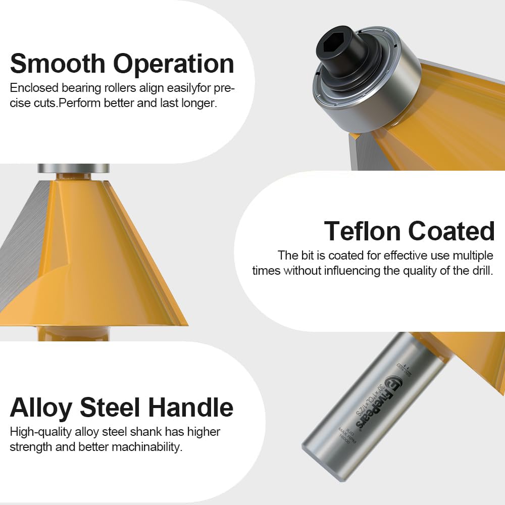 Snapklik.com : FivePears Chamfer Router Bit 1/2 Inch Shank, 30 Degree ...