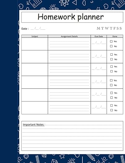 Homework Assignment Logbook: Undated Daily Assignment Checklist ...