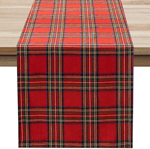 Amazon.com: Softalker Christmas Checkered Tartan Table Runner - Red ...