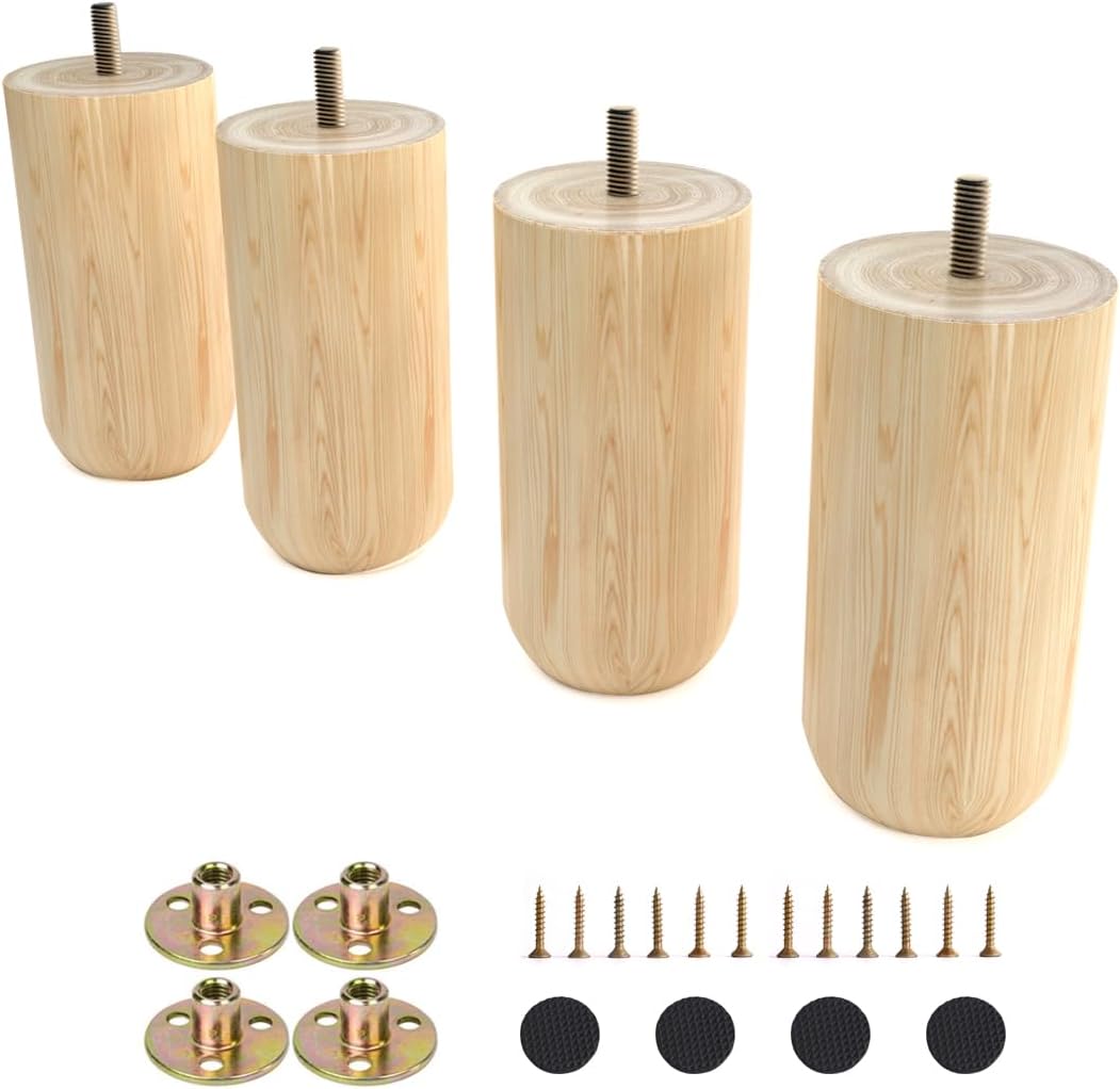 Amazon.com: Kculehtlla Wood Furniture Legs 6 inch – Wooden Coated ...