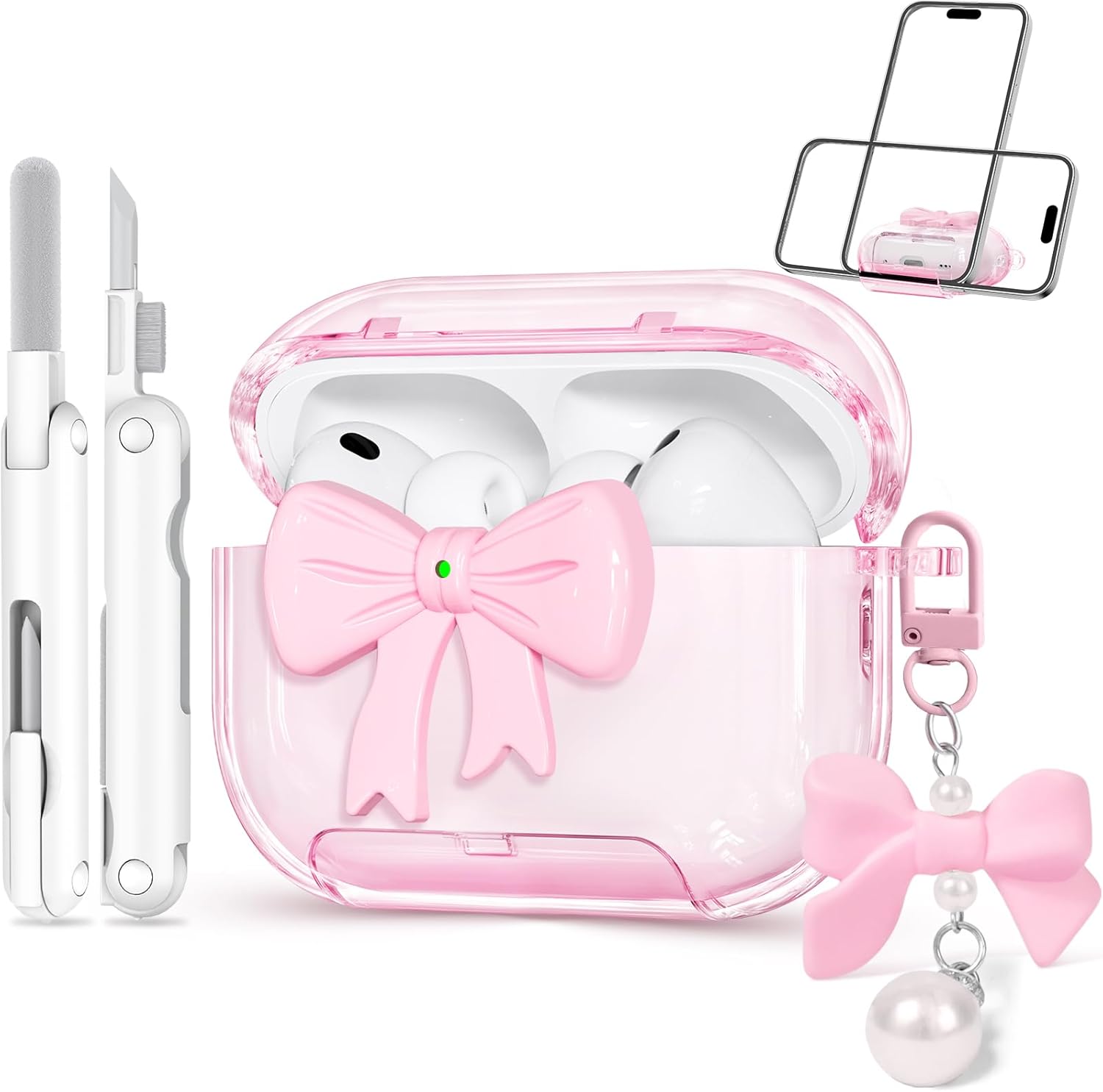 Amazon.com: Joremx for Airpods Pro 3 Case 2025, 3D Bow Clear Cases with ...