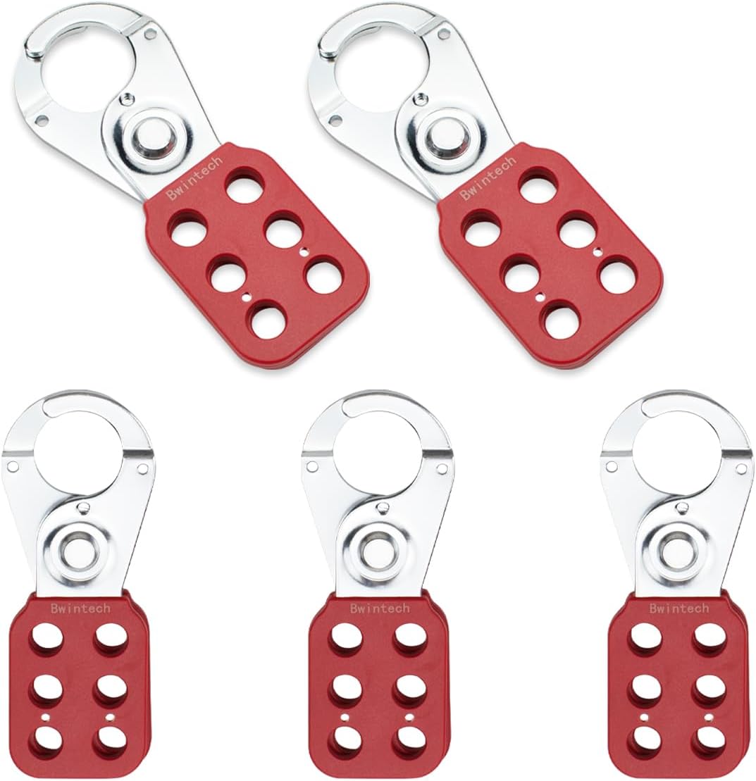 Bwintech 5 Pcs Red Jaw Steel Lockout Hasp Tagout Hasp for Padlocks ...
