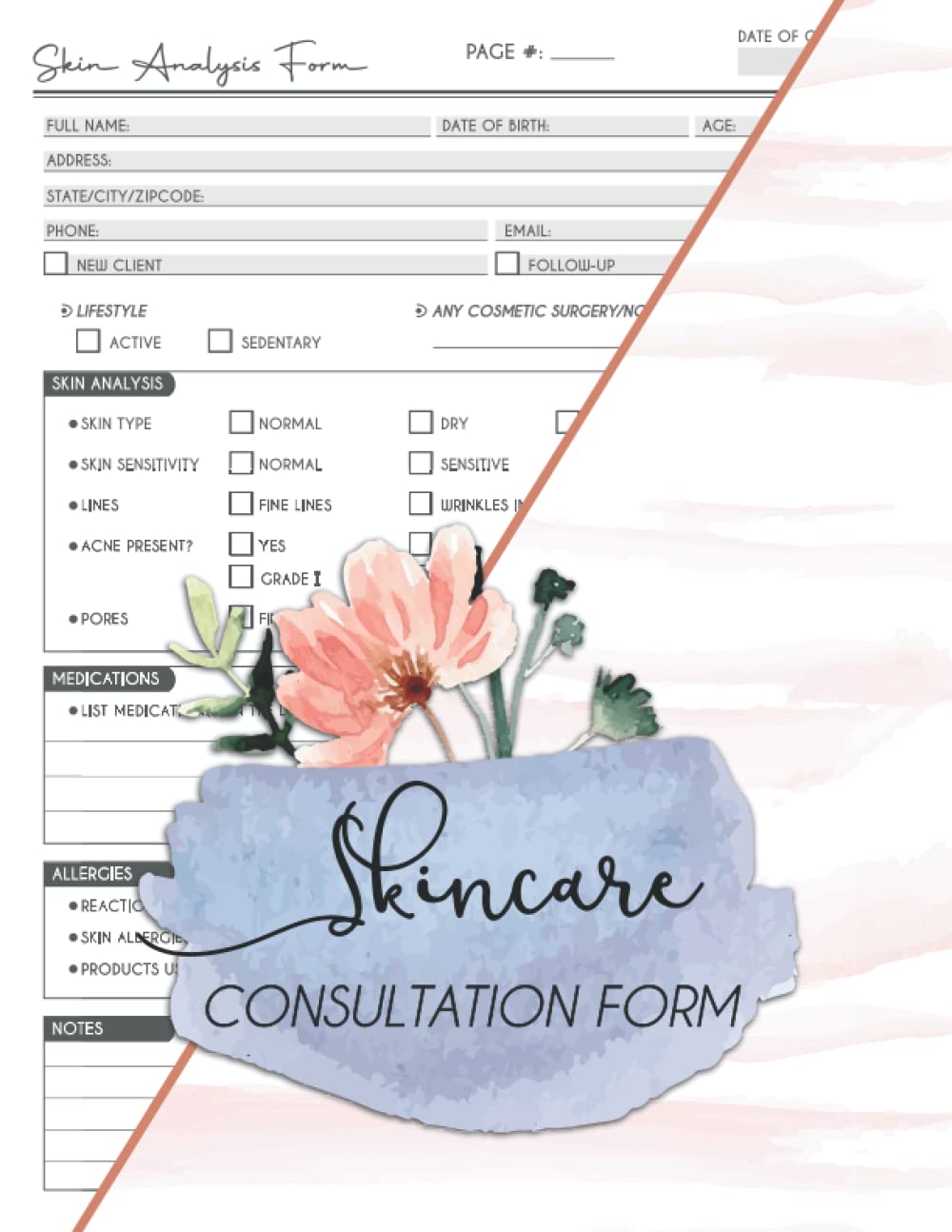 Skincare Consultation Form Med Spa Intake Skin Assessment Skin Analysis ...