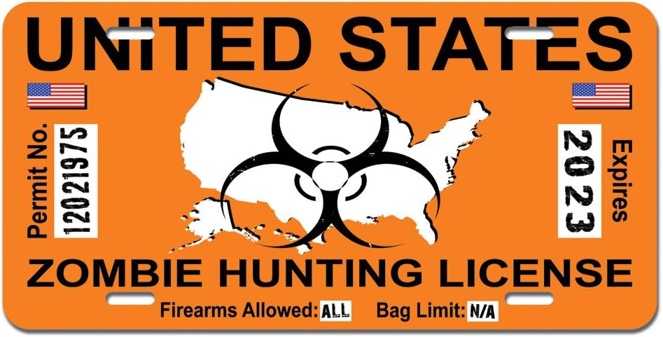 Amazon.com: GRAPHICS & MORE Zombie Hunting License Permit Orange United ...