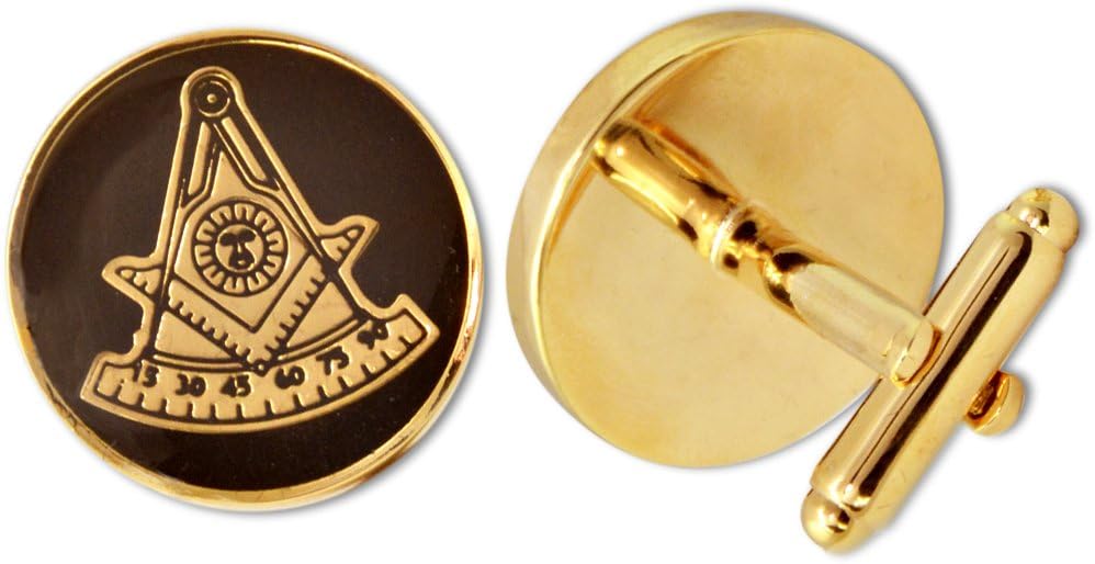 Amazon.com: Masonic Cuff links - Round Shaped with Black and Gold Color ...