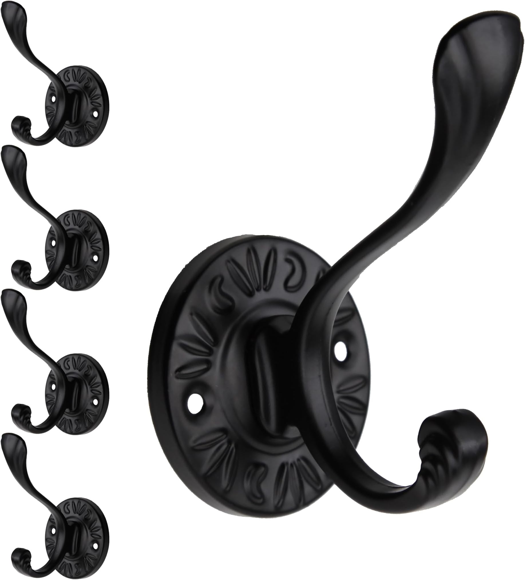 5pcs Black Coat Hooks Wall Mounted Coat Hooks Farmhouse Matte Black ...