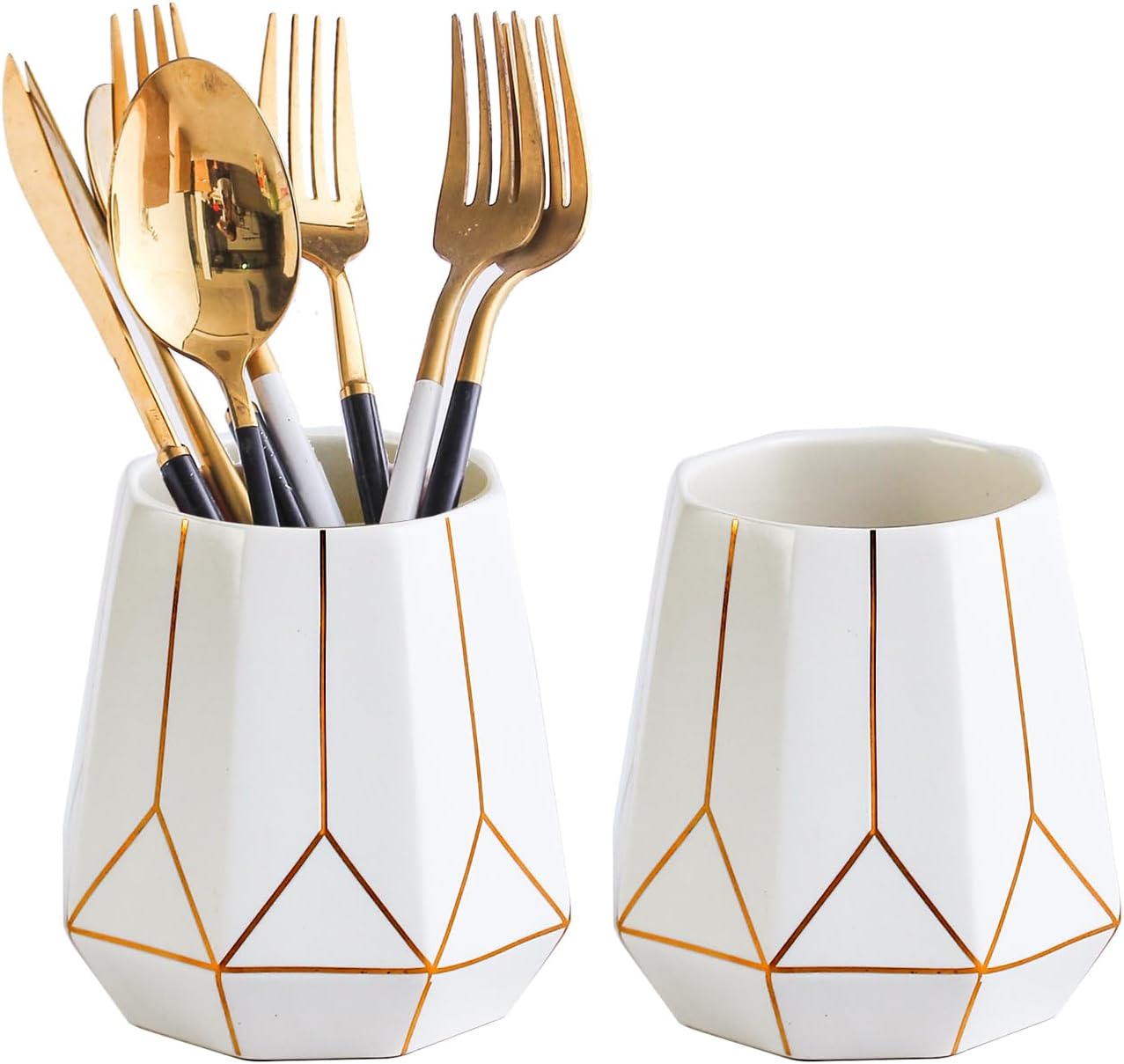 Amazon.com - Maxramic 2pcs Ceramic Vases Cutlery Holder White ...