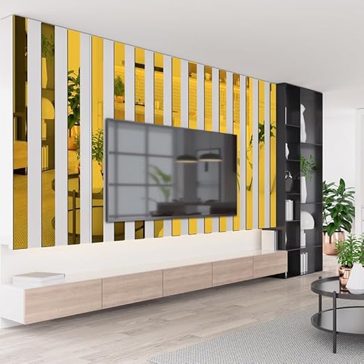 Amazon.com: Ata Pleksi 10 Pieces Strip Wall Sticker Removable Gold ...