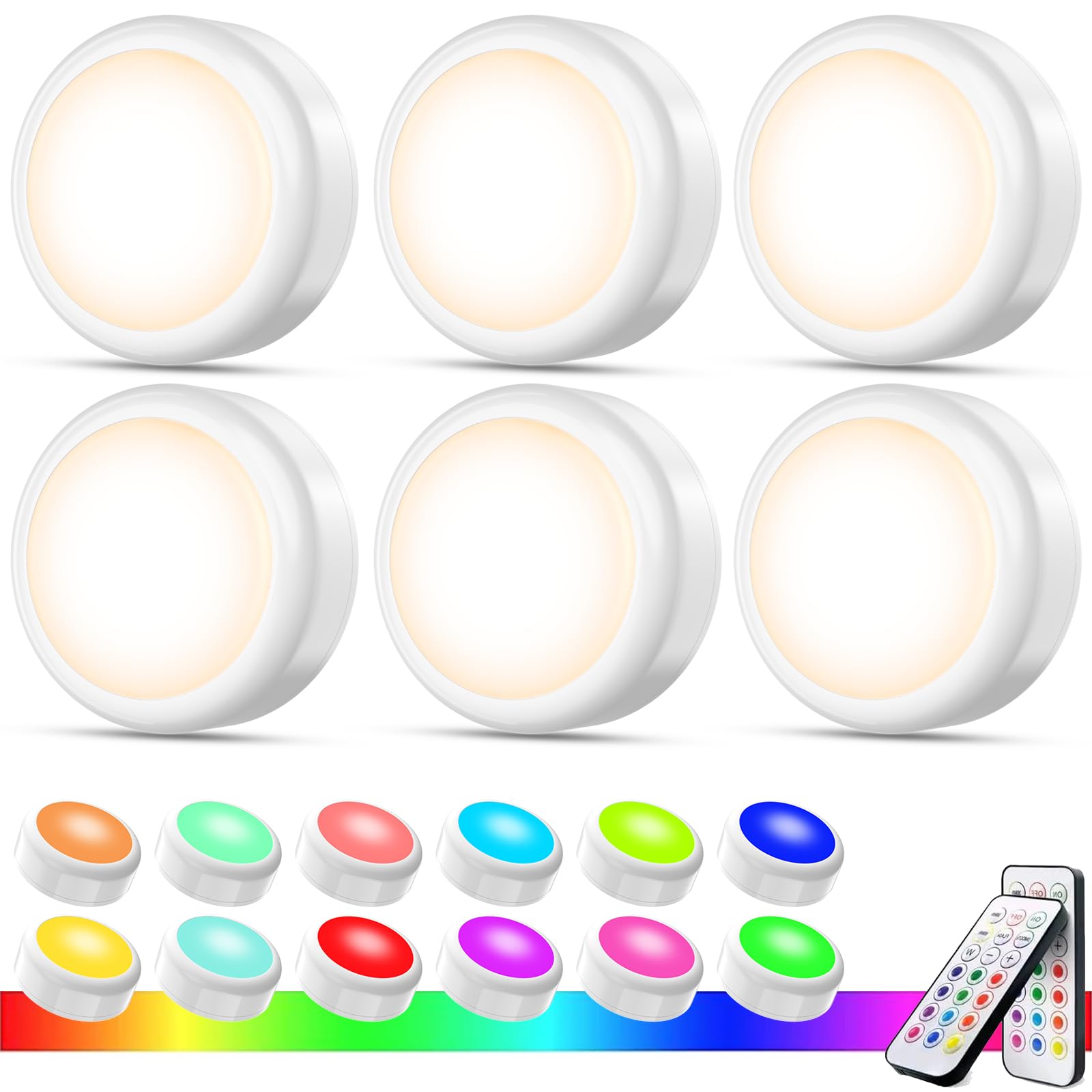 swesara LED Puck Lights with Remote, Wireless Led Push Lights Battery ...