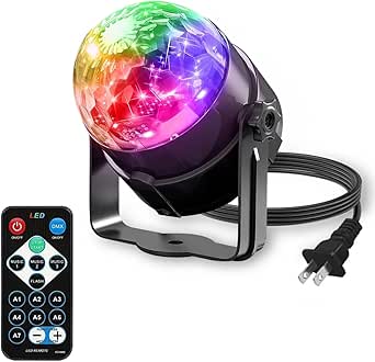 Mslitely Disco Ball with Remote Strobe Light, DJ Party Lighting for ...