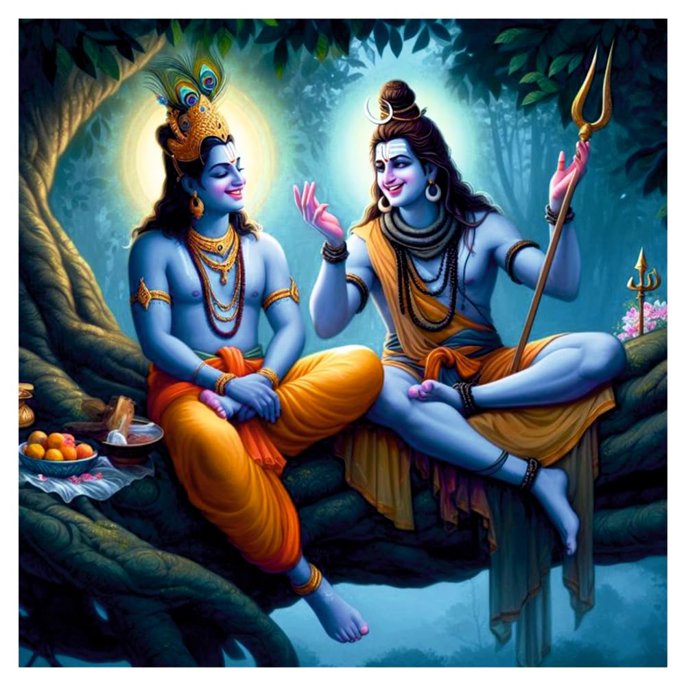 Akki Wold Smiley God Mahadev & Krishna Wall Poster for Livng Room, Kids Room, Office (Size ...