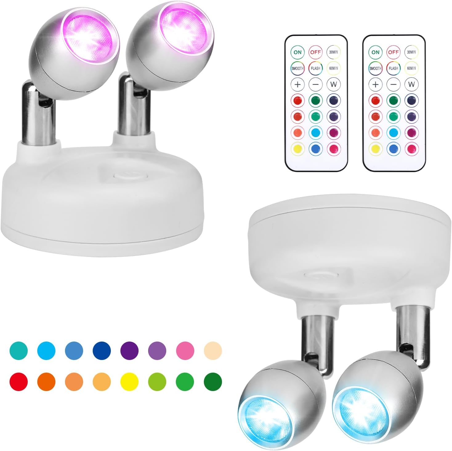 SuerZaro Wireless Spotlight Remote Control 2 Packs, RGB Color Changing ...