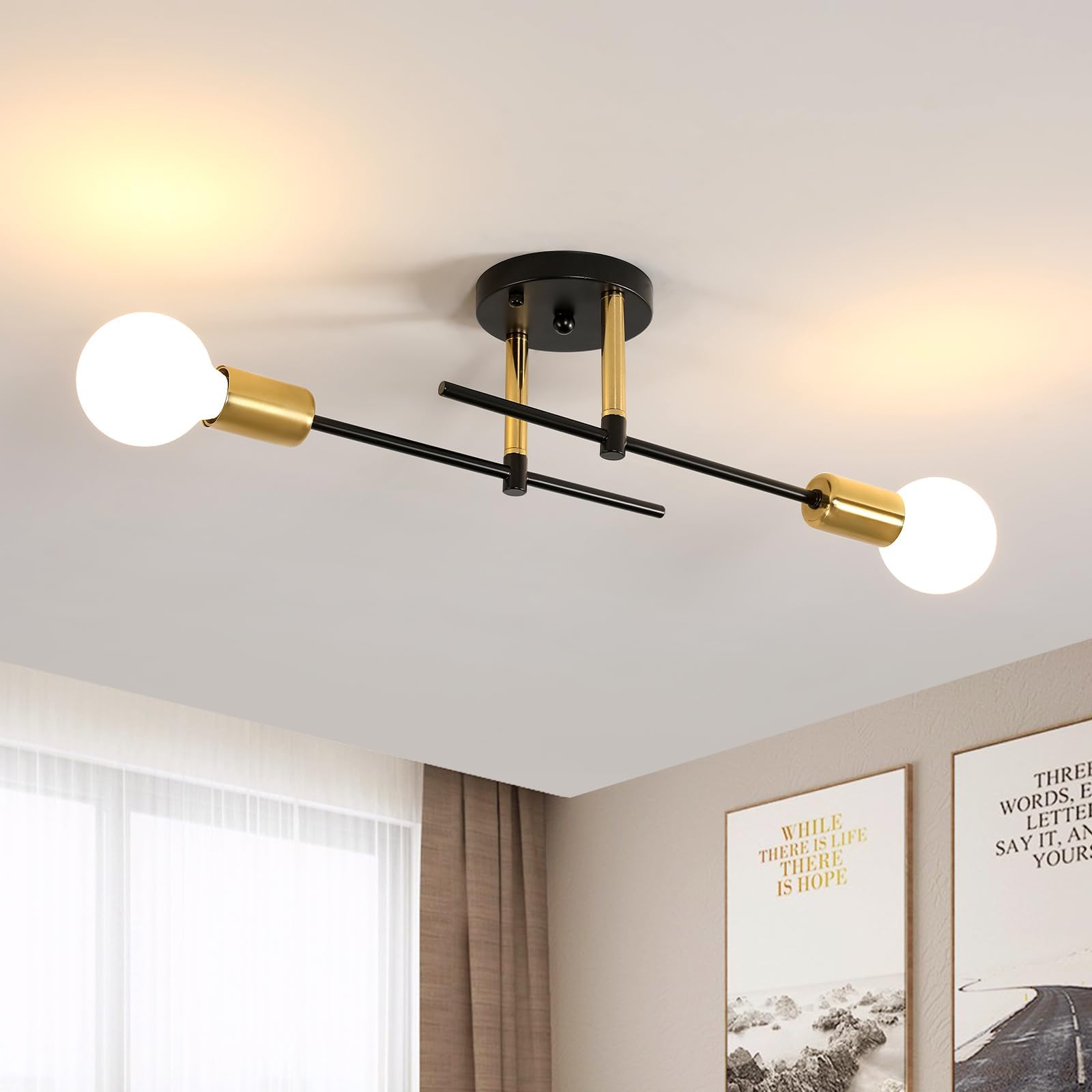 Riserva Industrial Chandelier Ceiling Light, E27 Semi-Flush Mount ...