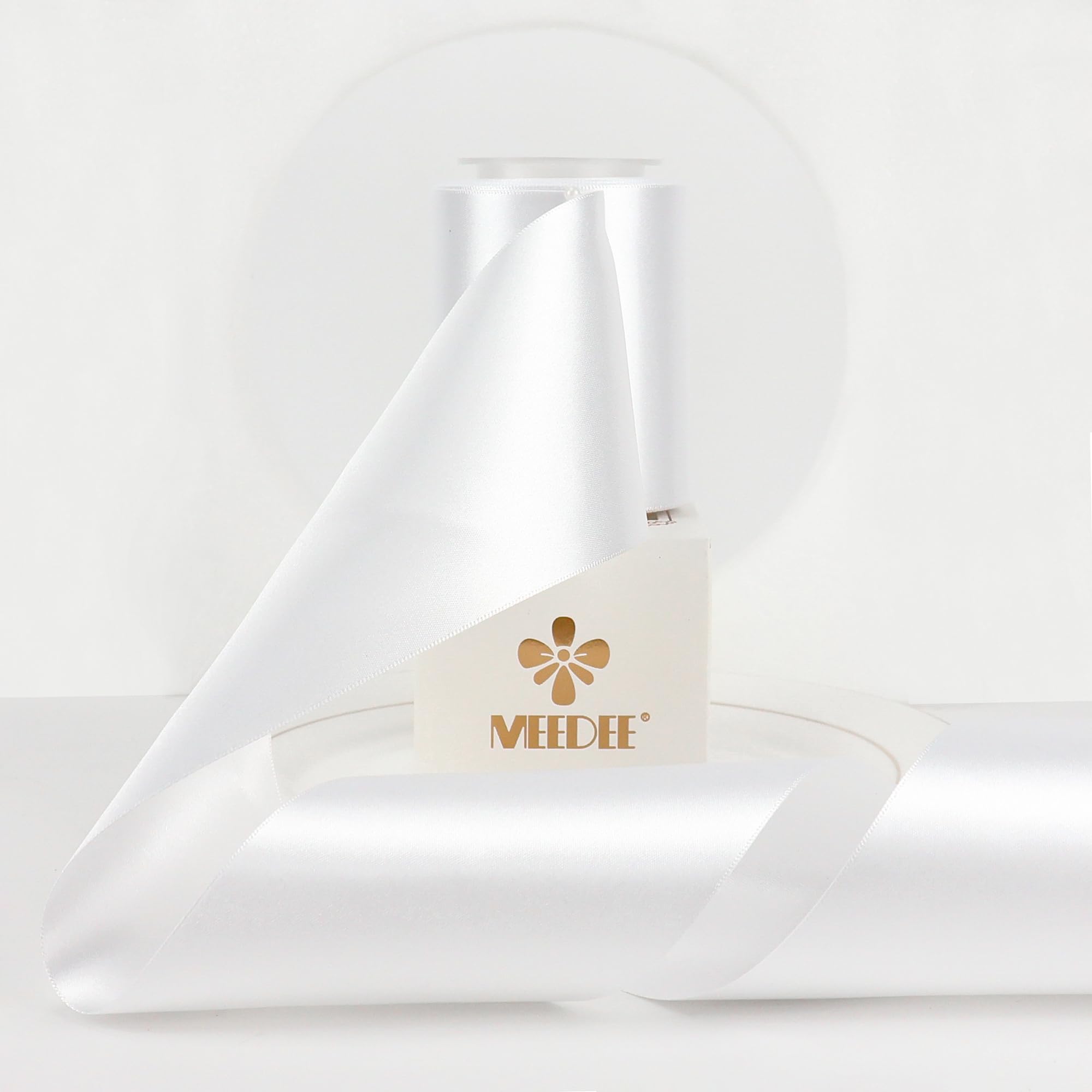 Amazon.com: MEEDEE White Satin Ribbon Lux Double Faced Satin Ribbon 3 ...