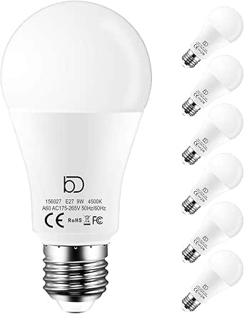 E27 Screw Bulb, 9W (90W Incandescent Bulb Equivalent) 900 Lumens ...