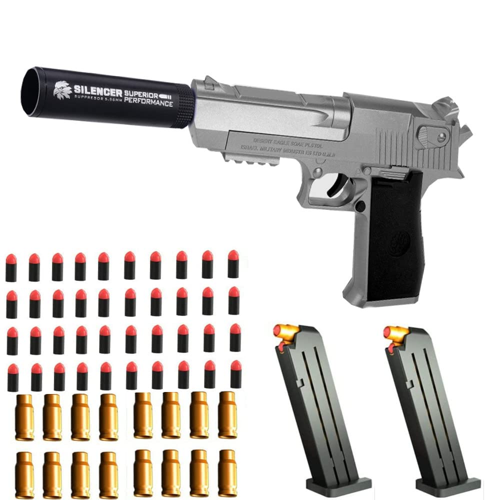 Buy Toy pistol, desert eagle, children's pistol with silencer, foam ...