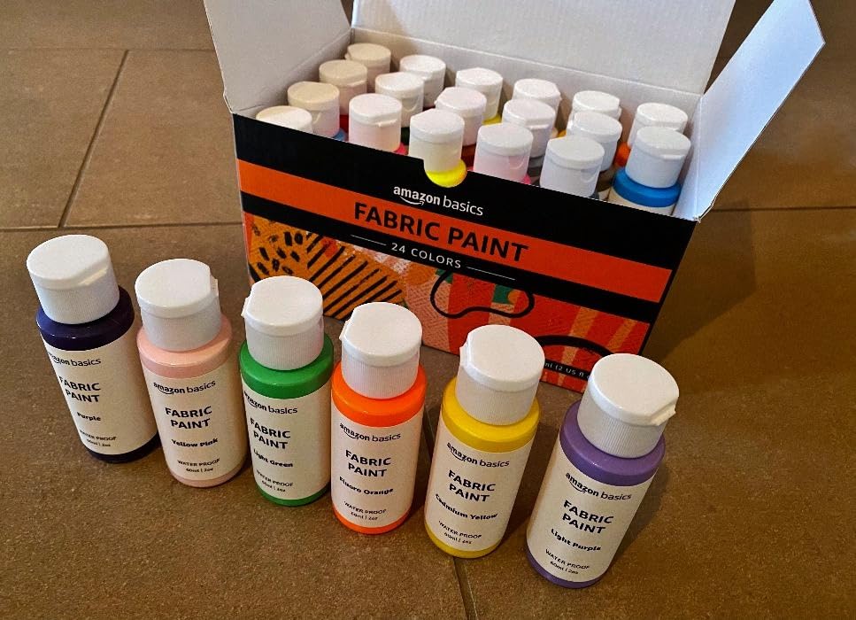 $6/mo - Finance Amazon Basics Permanent Fabric Paint Bottles, 24 Colors ...