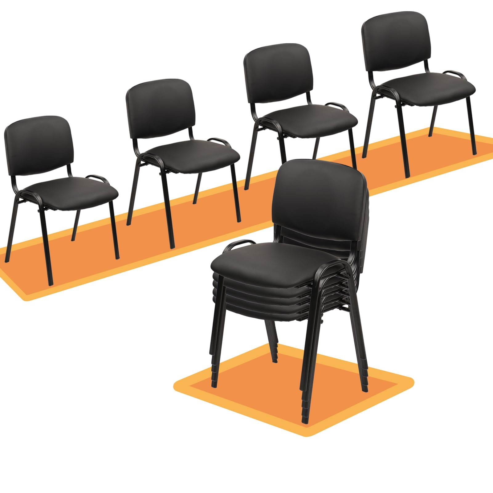 Amazon.com: CLATINA Stacking Conference Room Chairs No Wheels, PU ...