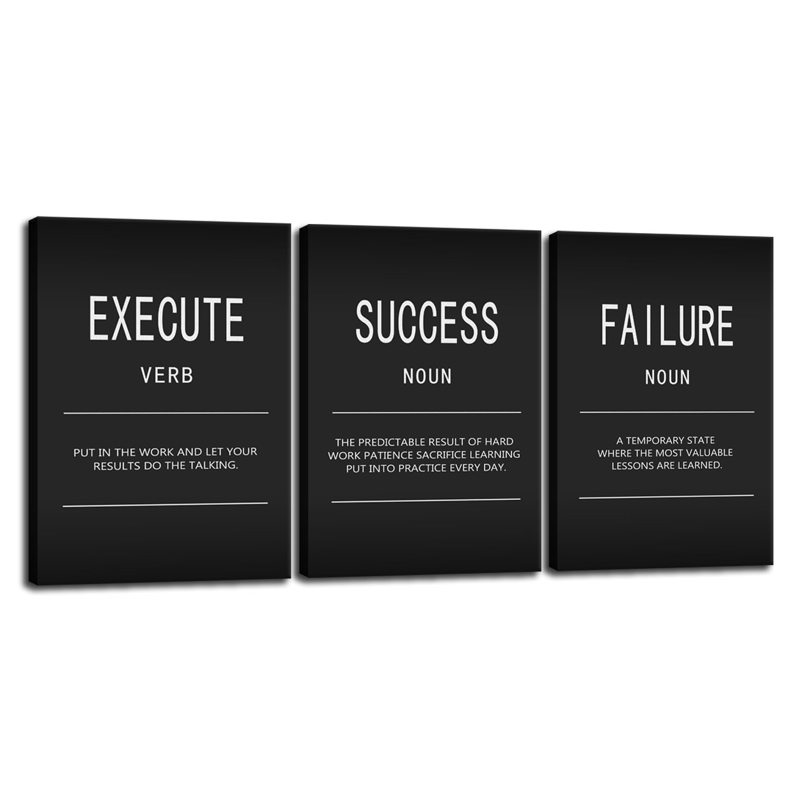 Amazon.com: Execute Verb Success Failure Noun 3 Pieces Motivational ...