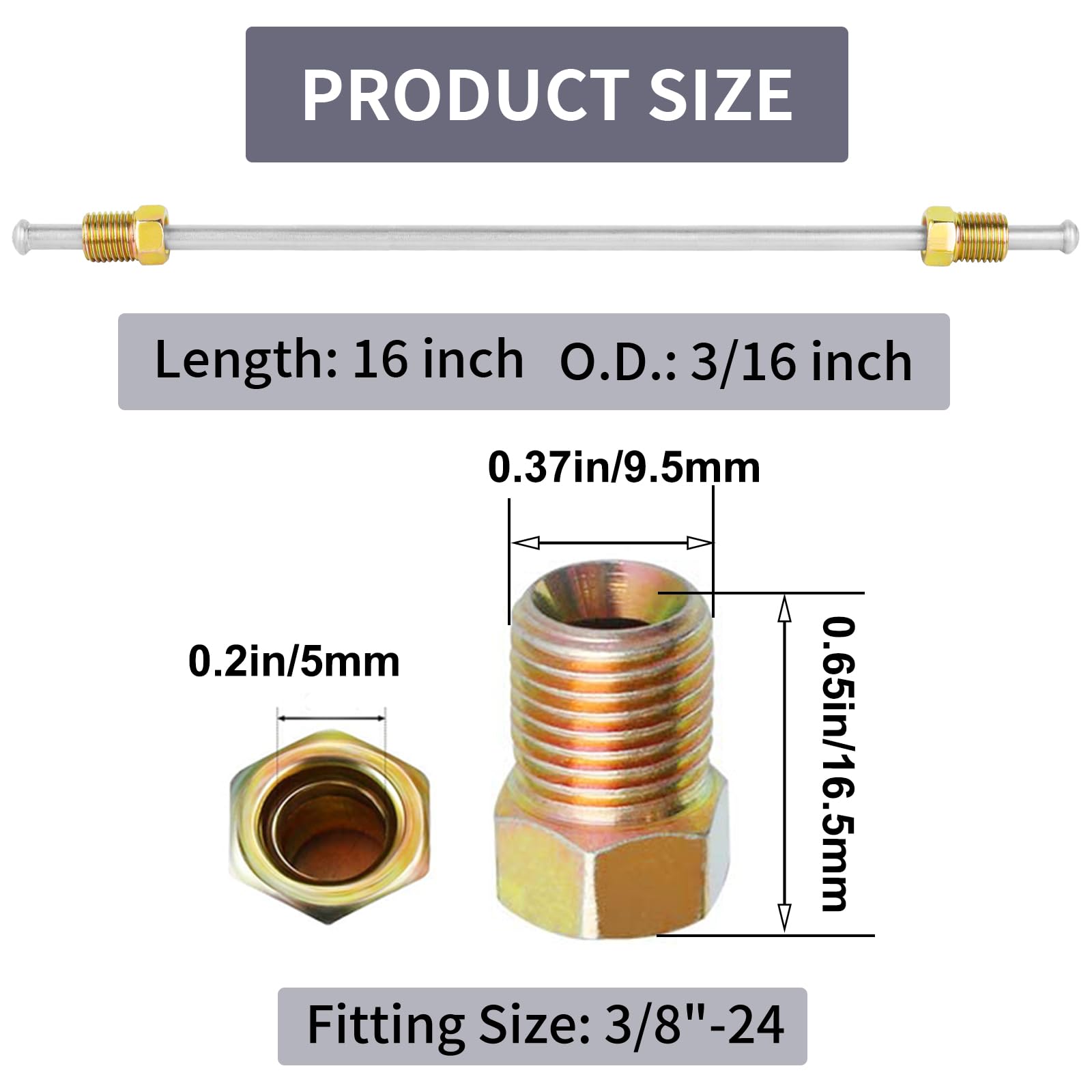 Snapklik.com : MuHize Zinc Coated Steel Brake Lines Kit(Pack Of 3) - 3/ ...