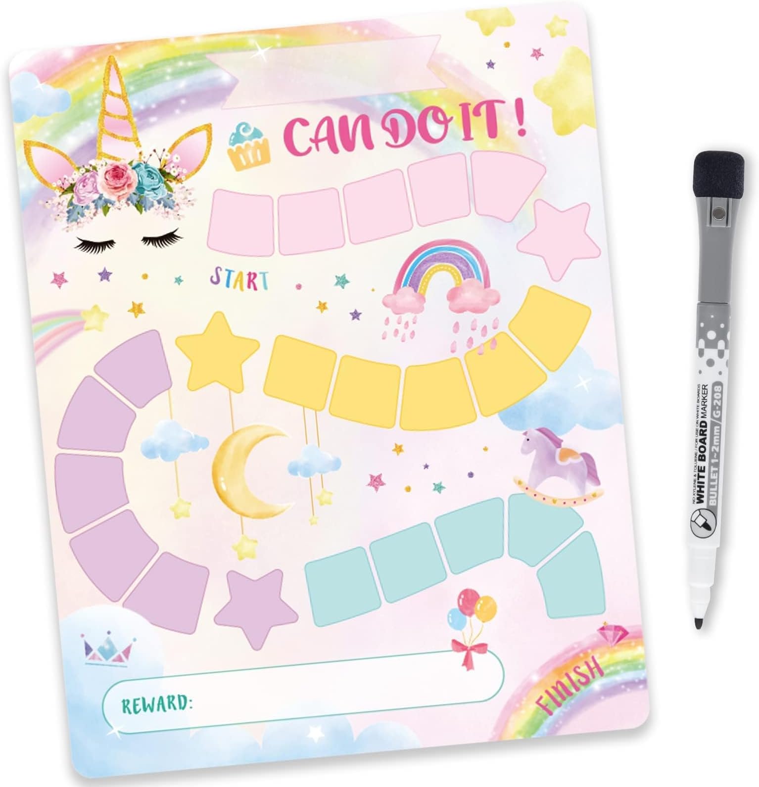 Amazon.com : WERNNSAI Unicorn Reward Chart - Magnetic Chore Chart for ...