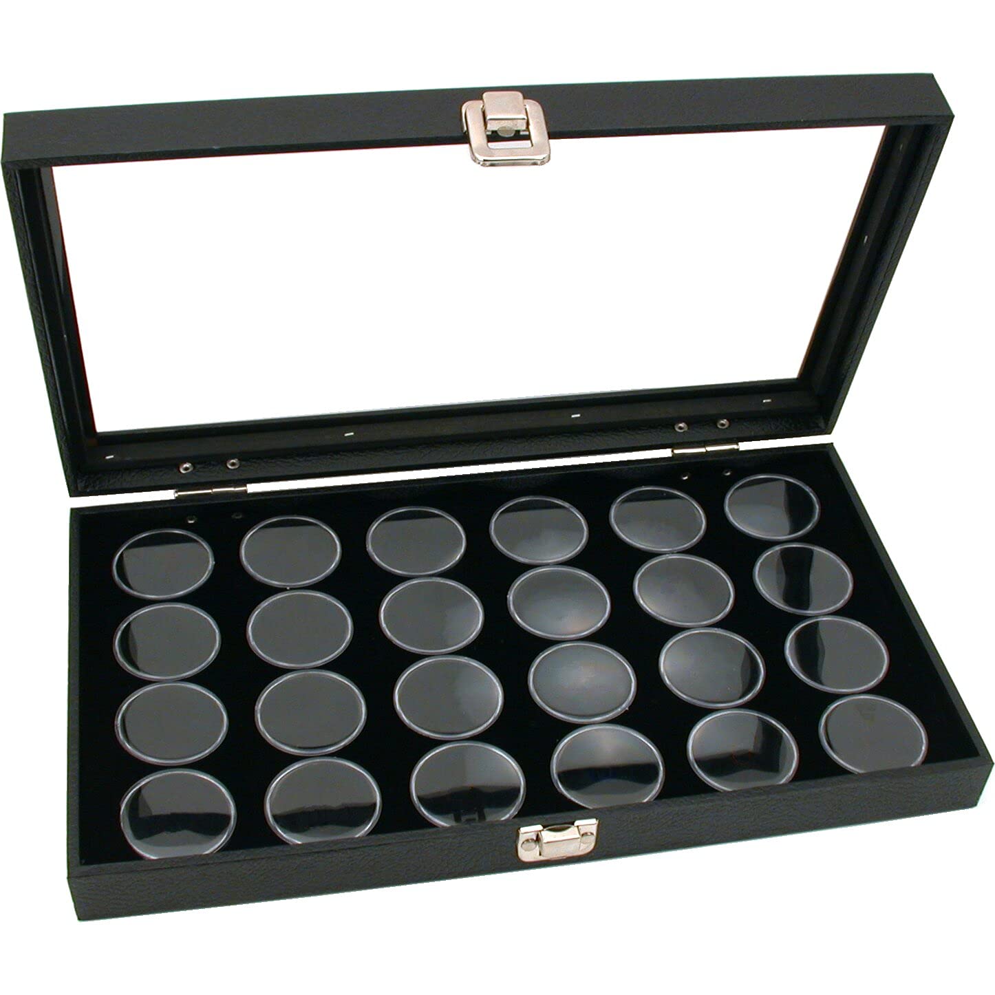Glass Top Jewelry Display Case Box Black 24 Gem Jars : Amazon.in: Jewellery