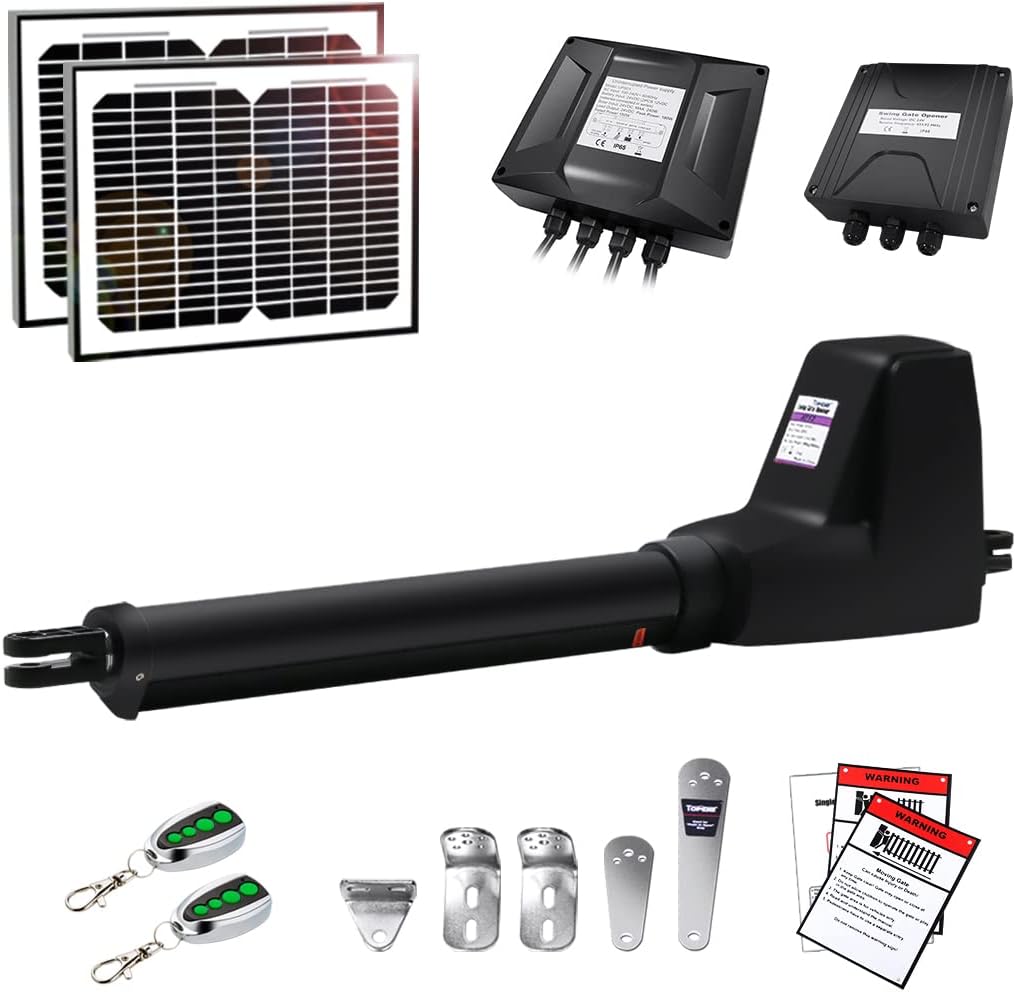 Amazon.com: TOPENS AT12131S Solar Single Swing Gate Opener Heavy Duty ...