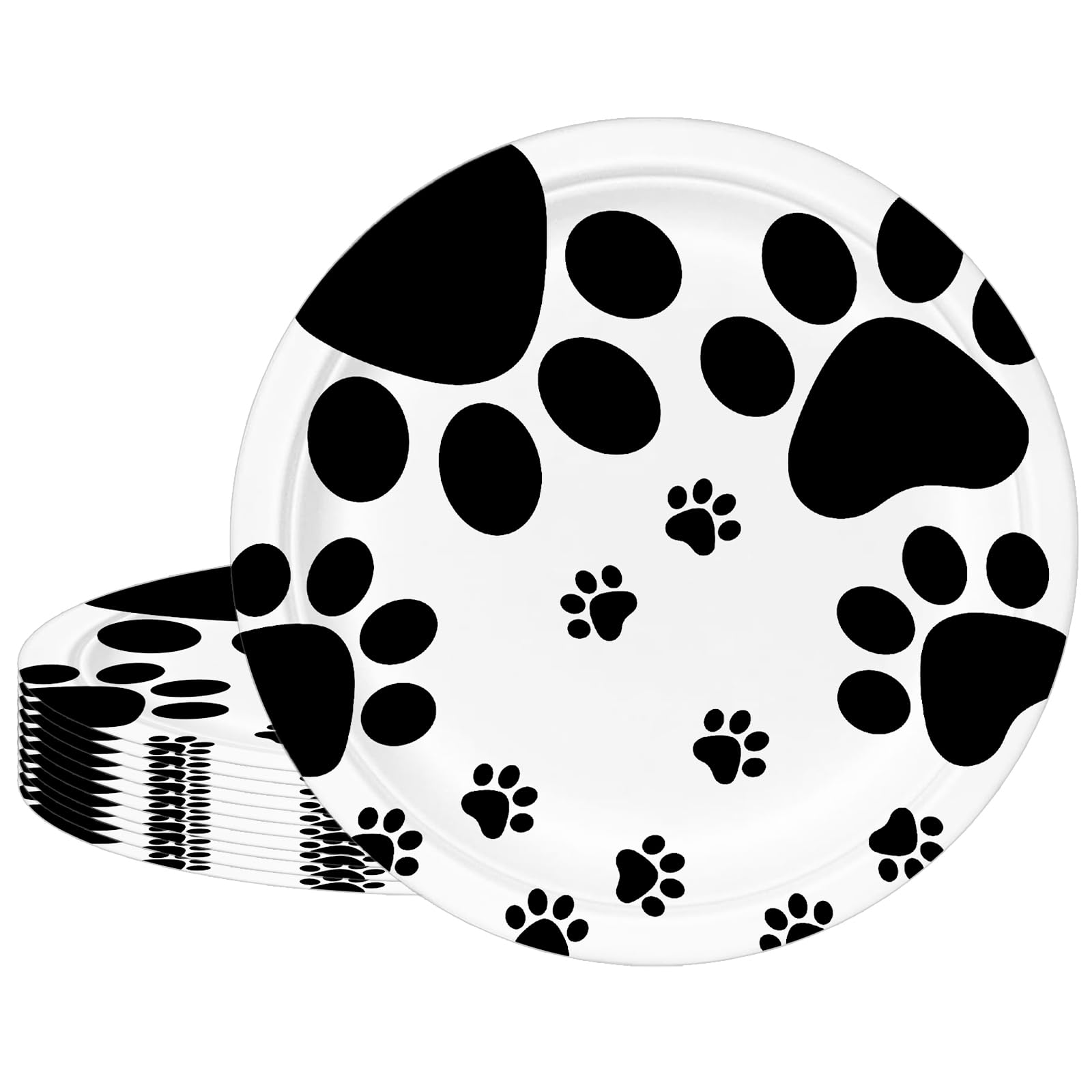 16Pcs Dog Paw Print Party Paper Plates 9" Jungle Animals Round Dinner ...
