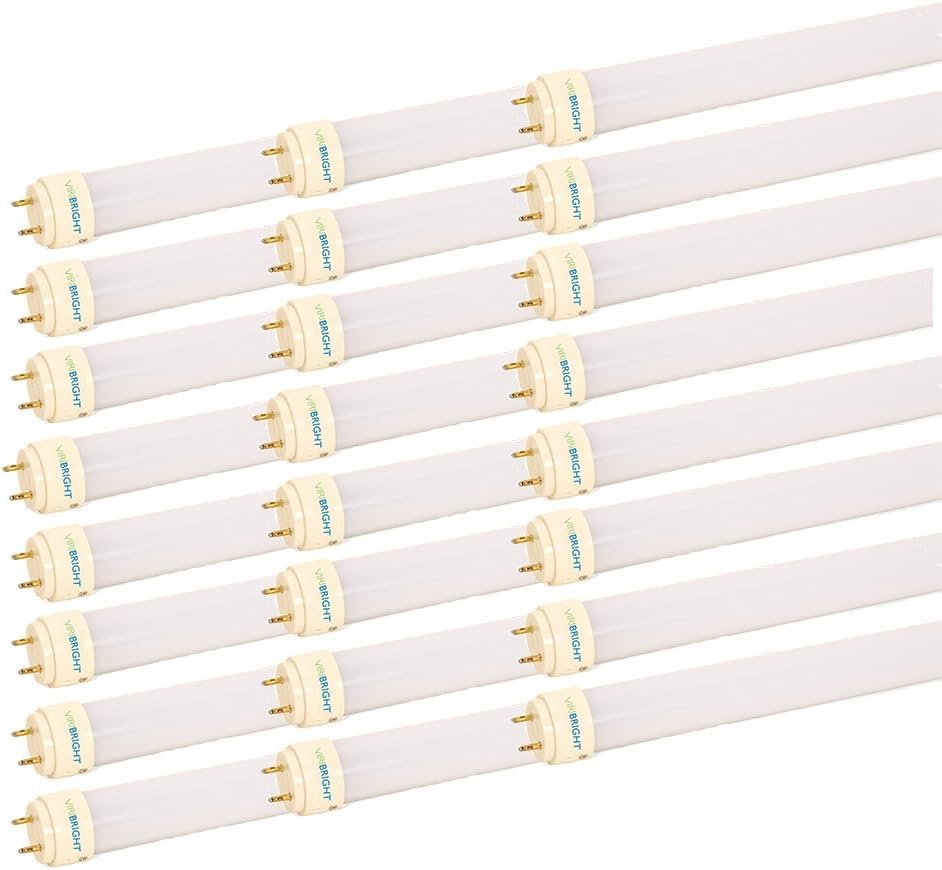 Viribright T8 40 Watt Equivalent (24 Pack) 4 Foot Non-Dimmable 6000K ...