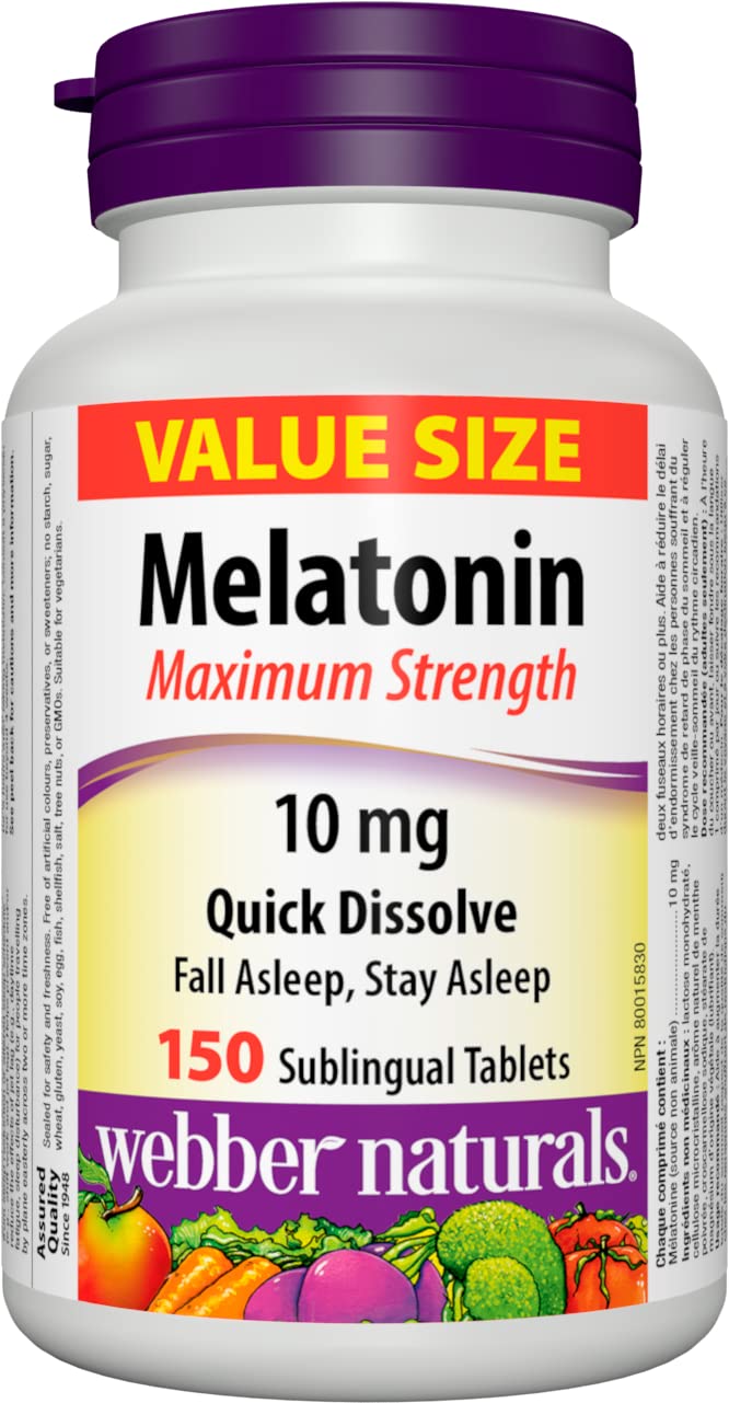 Amazon.com: Webber Naturals Melatonin 10 mg Maximum Strength, 150 Quick ...
