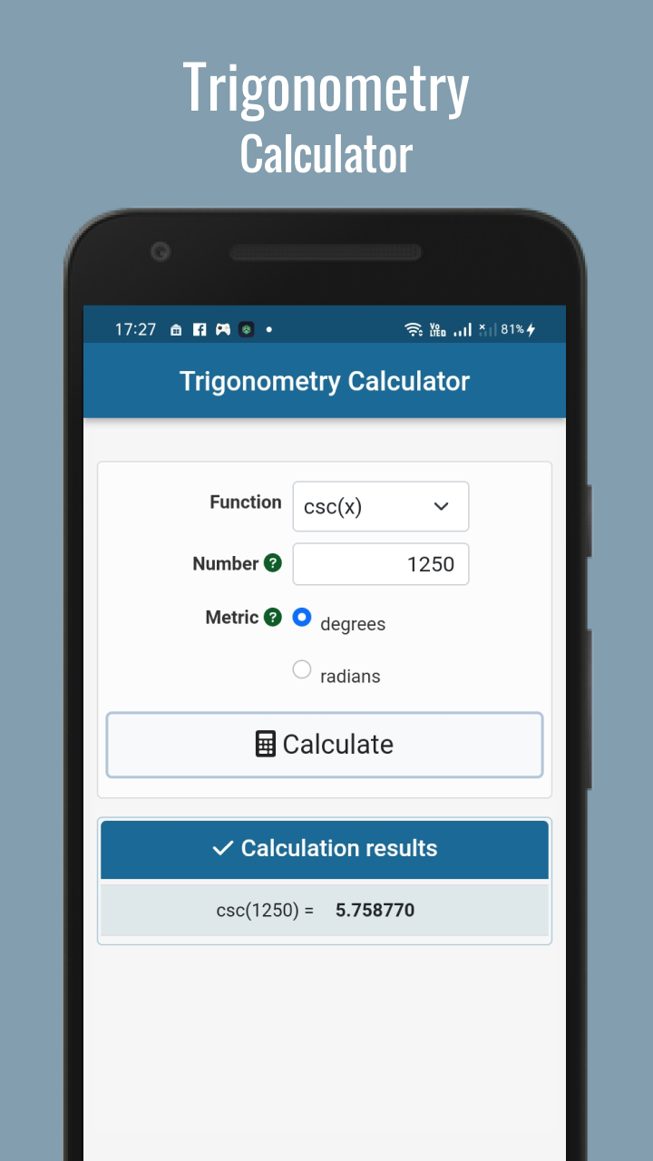 Trigonometry Calculator App On Amazon Appstore
