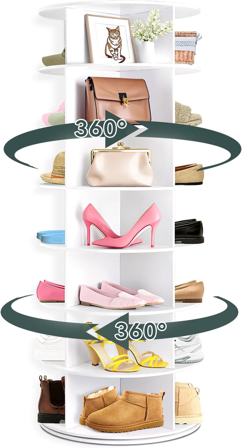 Amazon.com: Hestiasko Rotating Shoe Rack Tower, 7 Tier Center Hollow ...