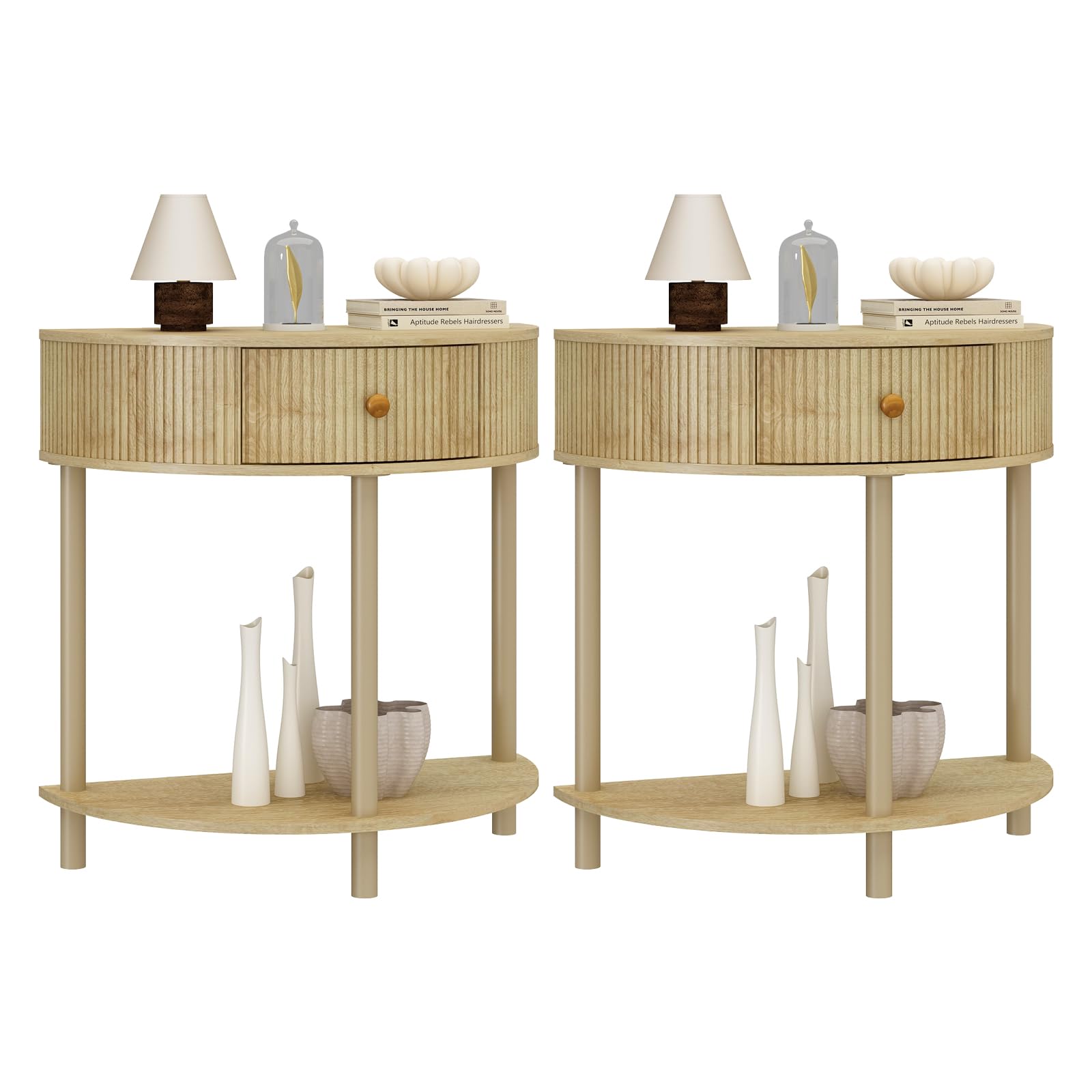 Amazon.com: Wnutrees Fluted Half Moon Console Table, Bohemia Small ...