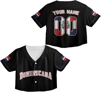 Amazon.com: Generic AOVL Custom Dominica Republic Crop Top Baseball ...