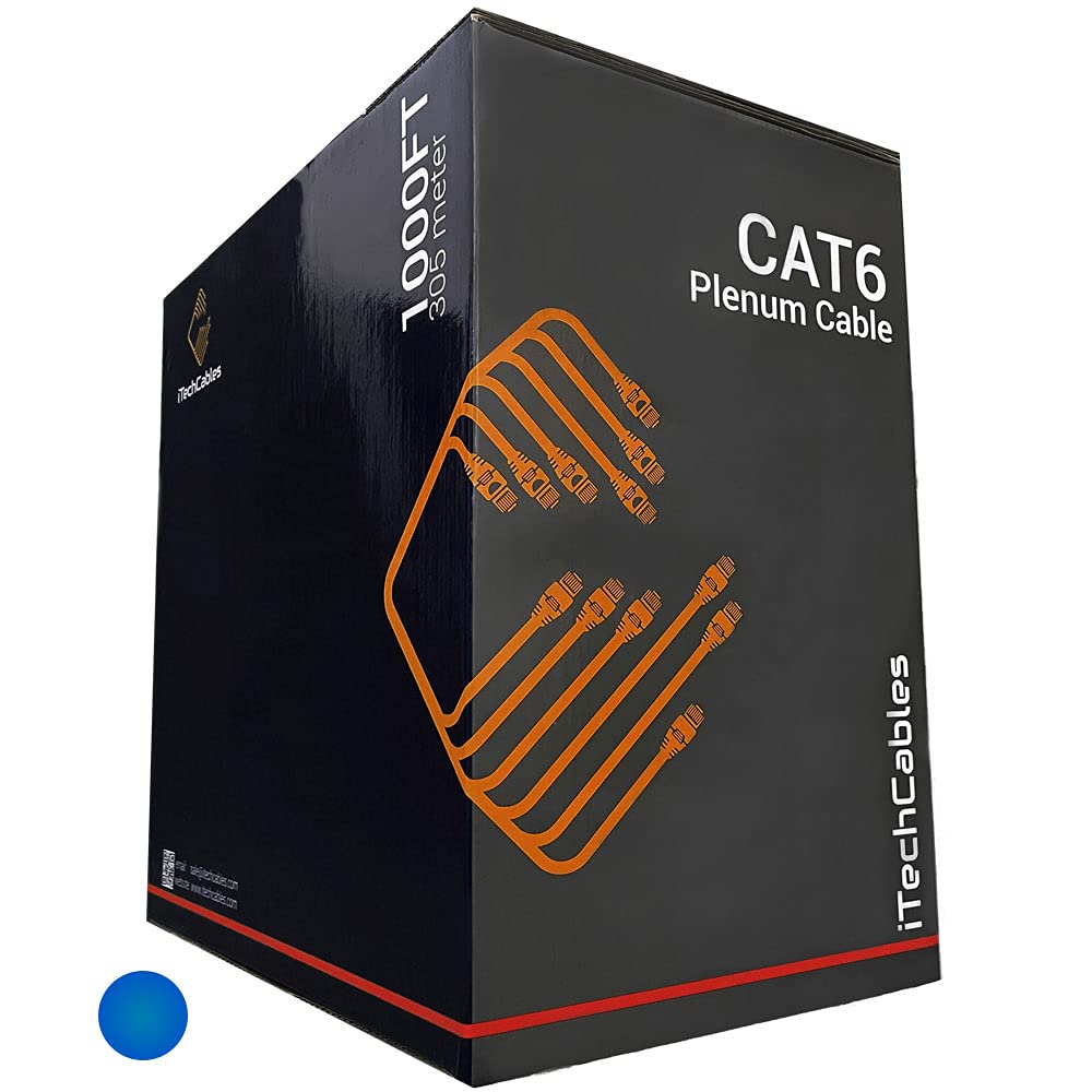 iTechCables, Cat6 Plenum Cable 1000ft (CMP Rated), Fluke Test Passed ...