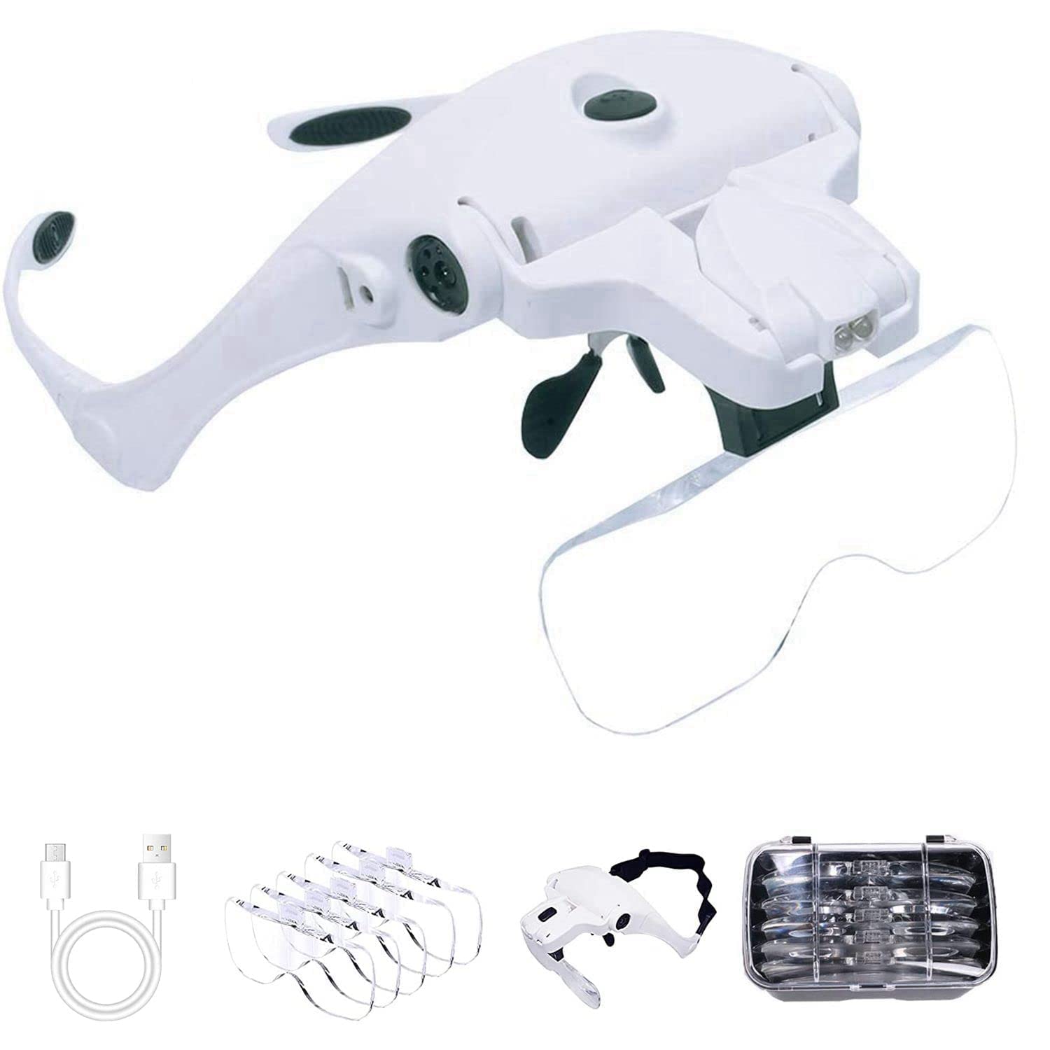 Amazon.com: Upgraded Headband Magnifier Glasses - Hands Free Head Mount ...