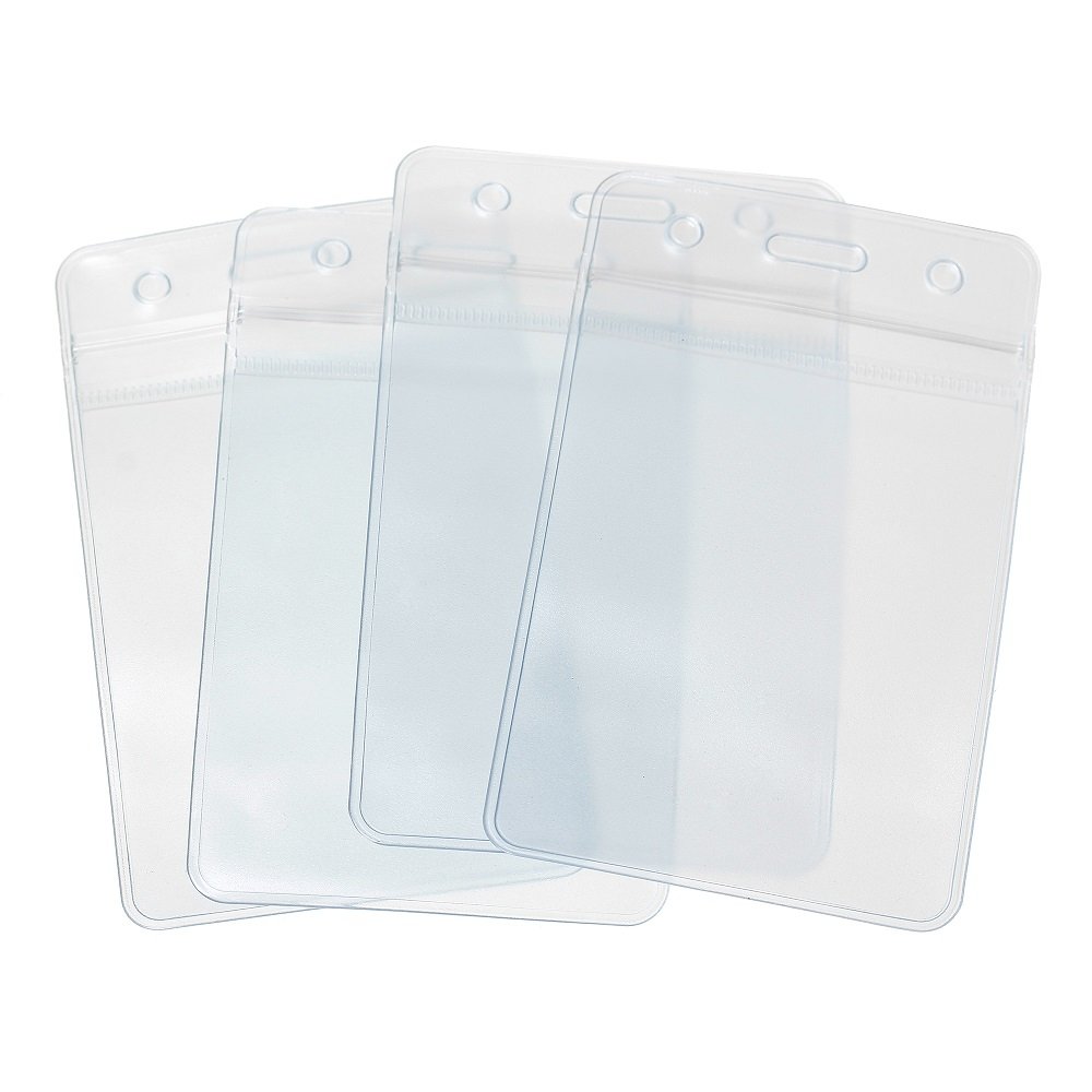 CKB LTD Show Clear Vertical Portrait ID Badge Card Plastic Pocket Pouch ...