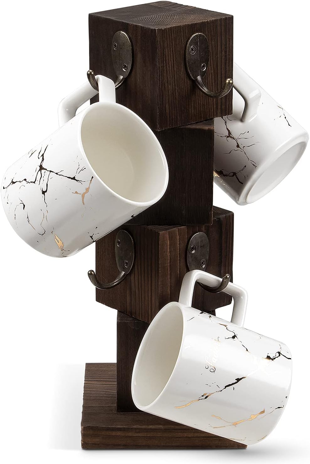 Amazon.com: Vesici Wood Coffee Mug Holder Rustic Wooden Coffee Cup ...