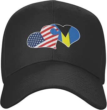 Heart USA American and Bahamian Bahamas Flag Baseball Cap for Men Women ...