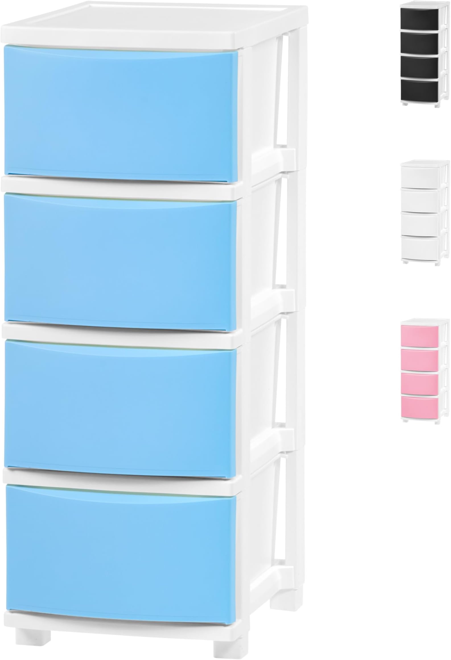 Plastic chest of drawers with 3 colored drawers, Drawer organizer 25in ...