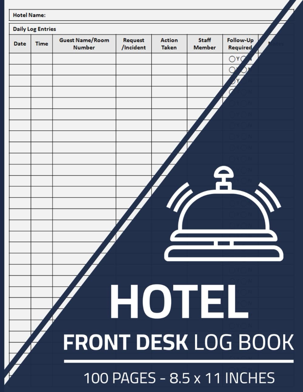 Hotel Front Desk Log Book: Record Daily Operations, Guest Check-In ...