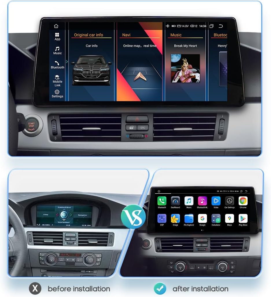 Octa Core Android 10 Unidad de navegación del coche reproductor para BMW E60 E61 E63 E64 E90 E91 ...