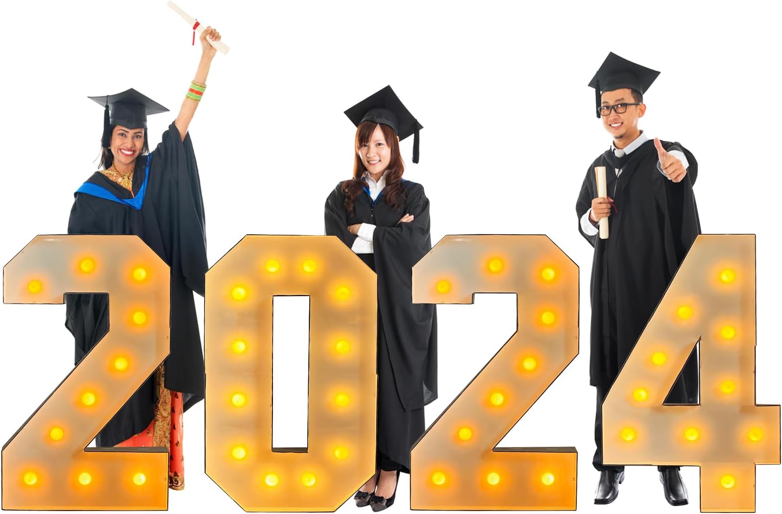 Amazon.com: Rossesay 4 Pcs 4 FT Grad Marquee LED Lights Letter Sign ...