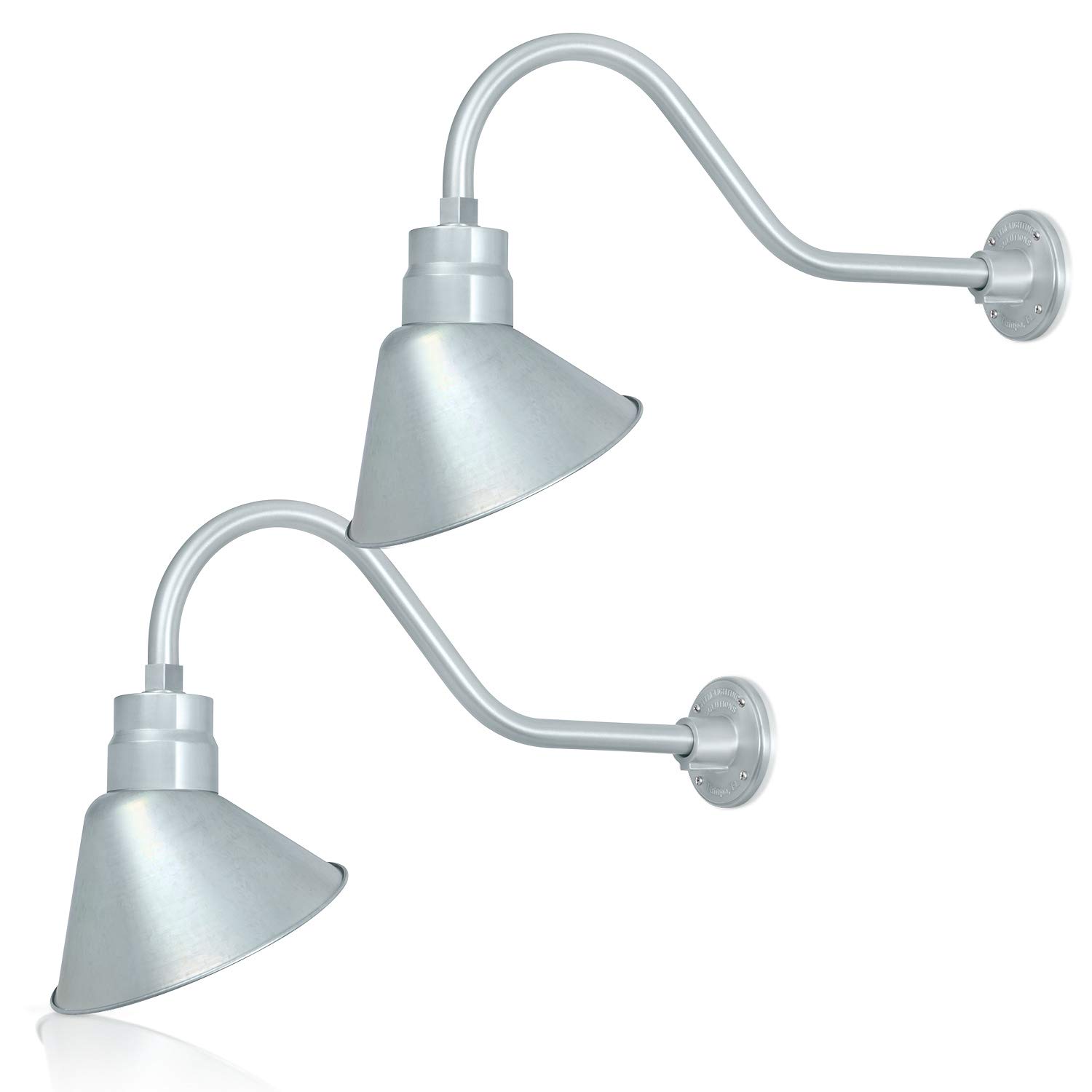 10in. Galvanized Finish Angle Shade Gooseneck Sign Light Fixture With ...