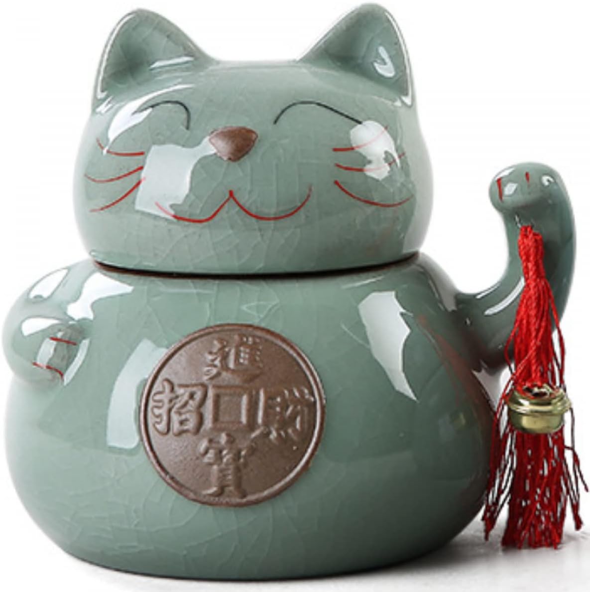 Amazon.com - YACHN Creative Ceramic Lucky Cat Cookie Jar Sealed ...
