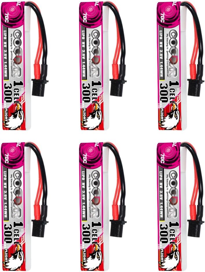 Amazon.com: CODDAR 6 Packs 1S A30 LiPo 3.8V 70C HV 300mAh LiPo Battery ...