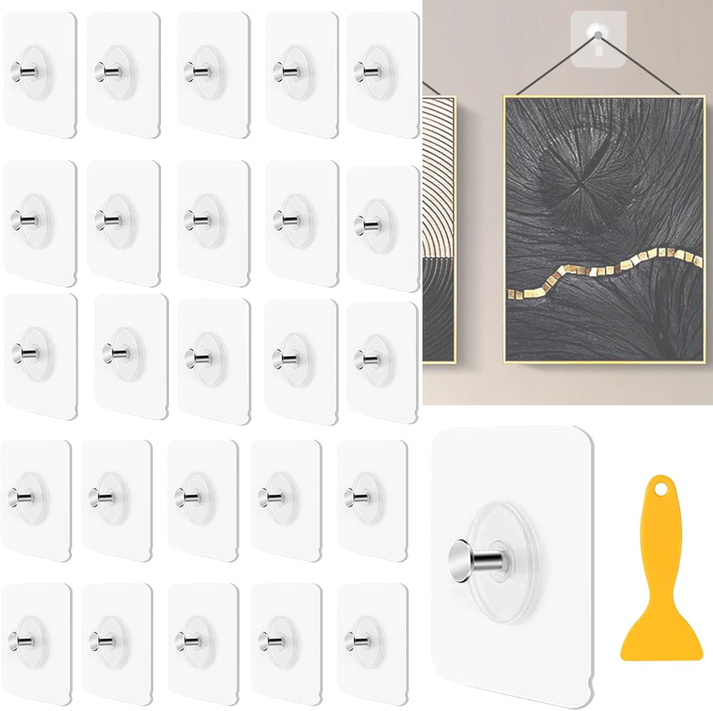 26PCS Accroche Tableau Sans Percer, Fixation Cadre Adhesif Murale ...