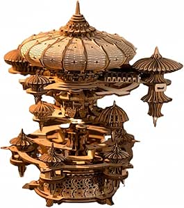 Amazon.com: Handmade Wooden Music Box Building Blocks Sky City 3D ...