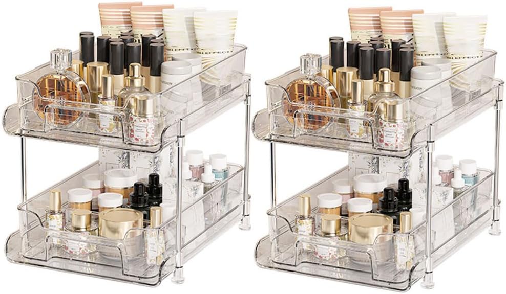 Amazon.com - 2 Pack Under Sink Storage Organizer, 2 Tier Pull Out ...